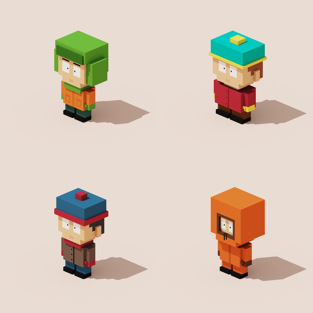 South Park Voxel Models kyle Broflovski, Eric Cartman, Stan Marsh ...