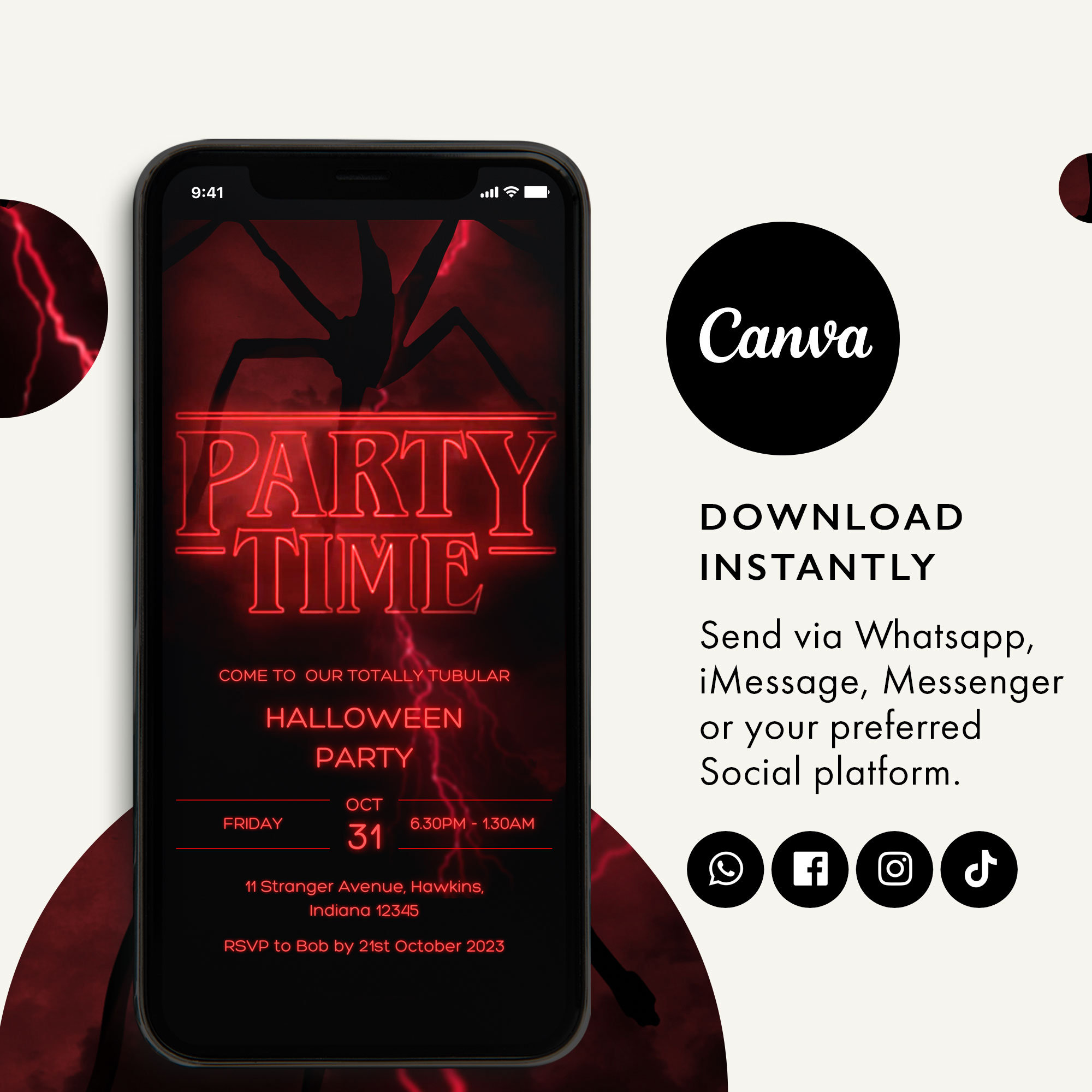 Stranger Things Animated Demigorgan Video Invitation E-INVITE TEMPLATE ...