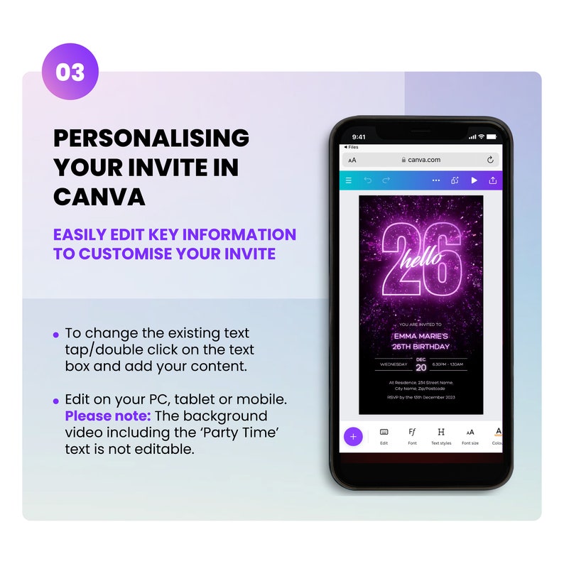 Animated 26th Birthday E-invite Template: Hello 26 Party (SMS) - Etsy