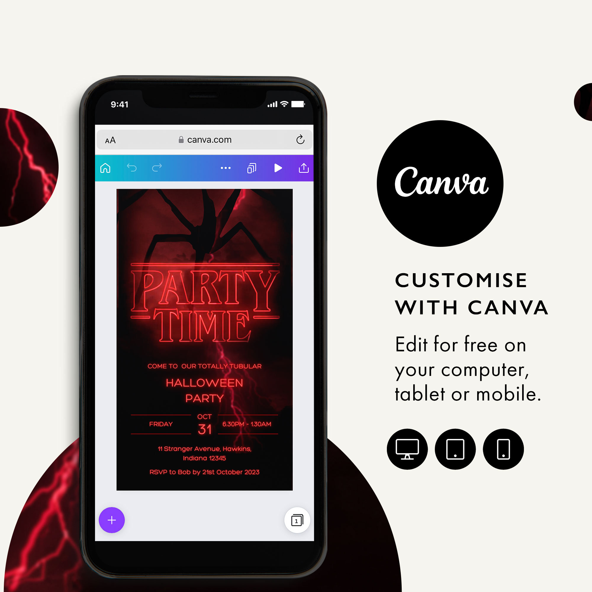 Stranger Things Animated Demigorgan Video Invitation E-INVITE TEMPLATE ...