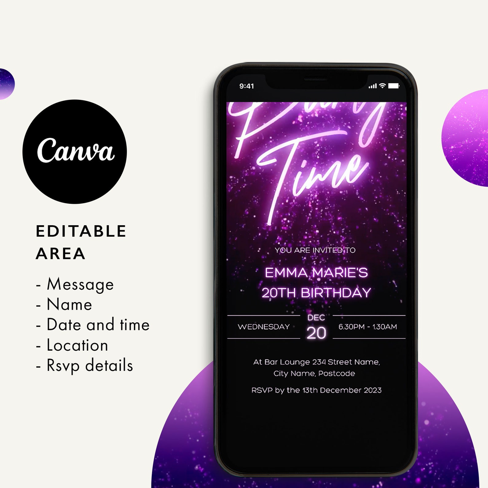 Party E-invitation E-INVITE TEMPLATE for an Animated Glitter Burst SMS ...