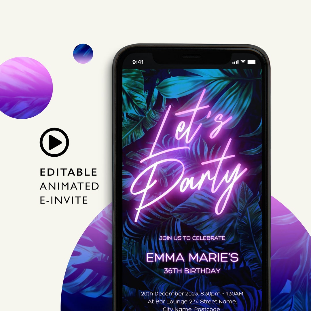 Animated Let's Party E-invite: Tropical Pool Party Template (digital ...