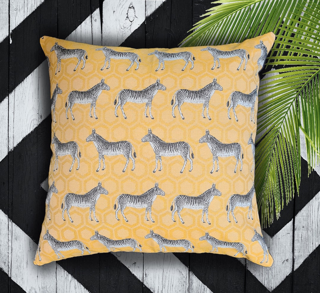 Zebra Print Decorative Filled Cushion yellow & Black 45cm X - Etsy UK