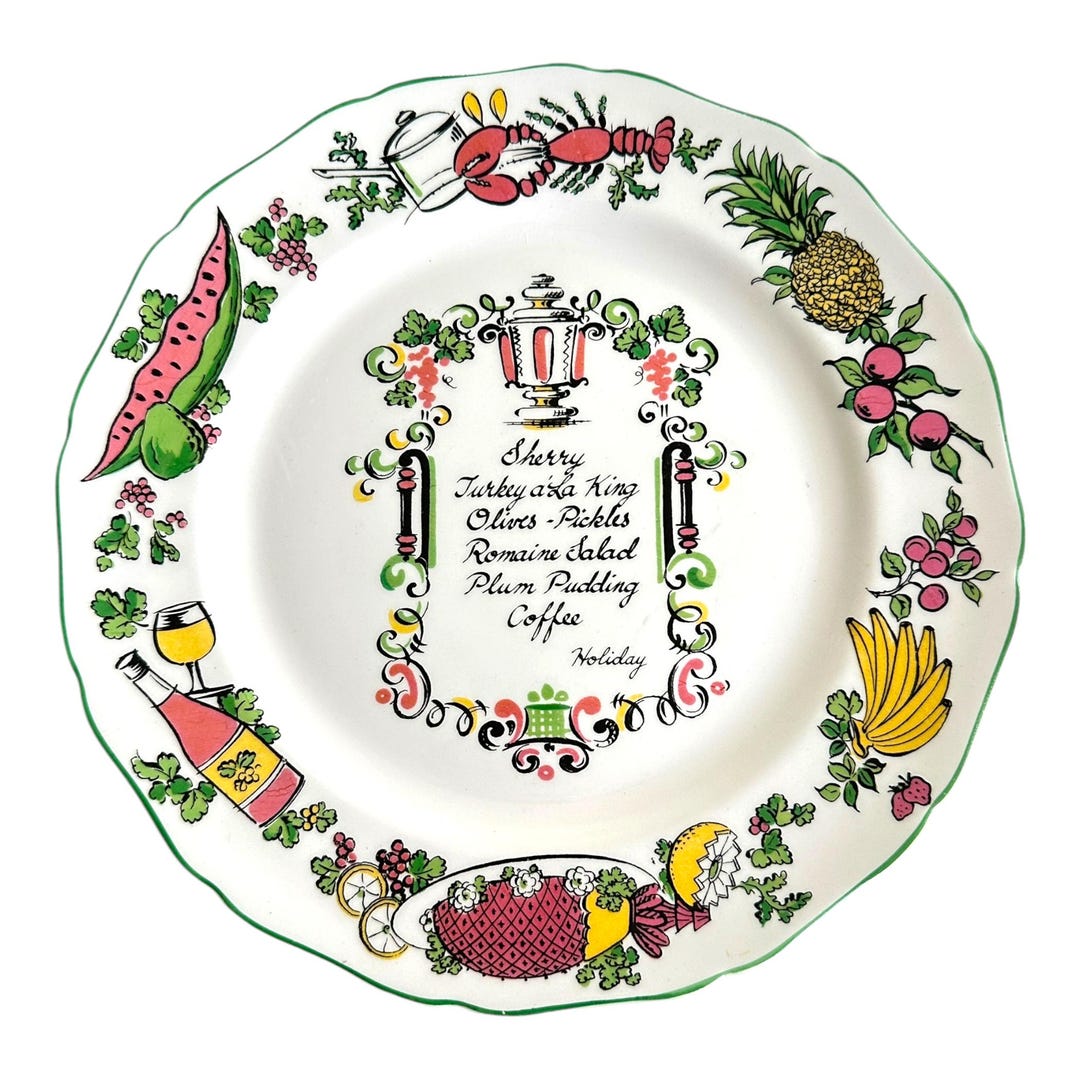 MCM Menu Plate, Kitschy Nelson Lebo HOLIDAY Dinner Display Plate ...