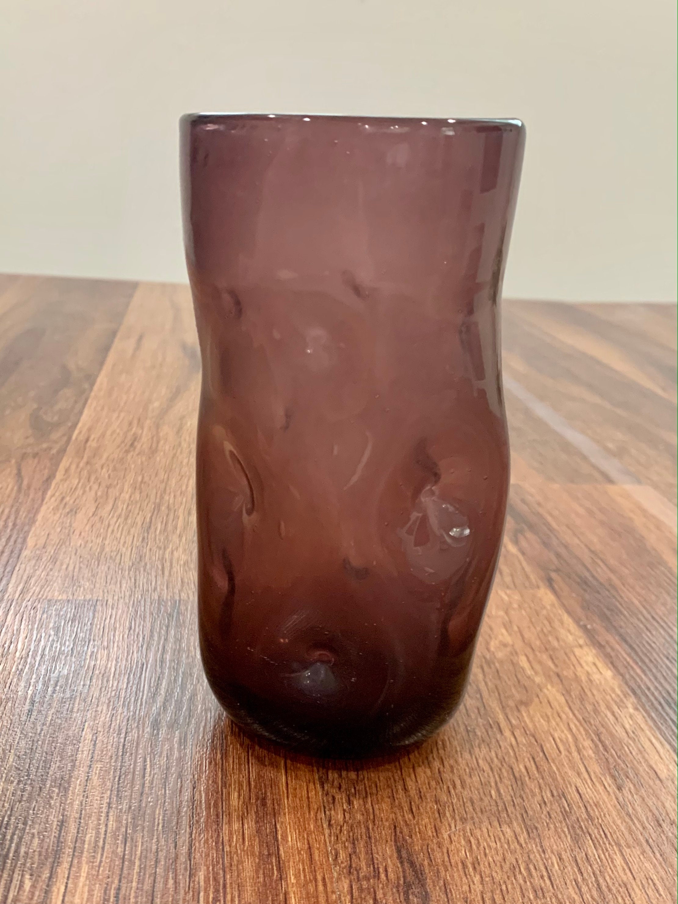 Purple Blenko Tumbler, Vintage Hand Blown Dimpled Plum Blenko Drinking ...