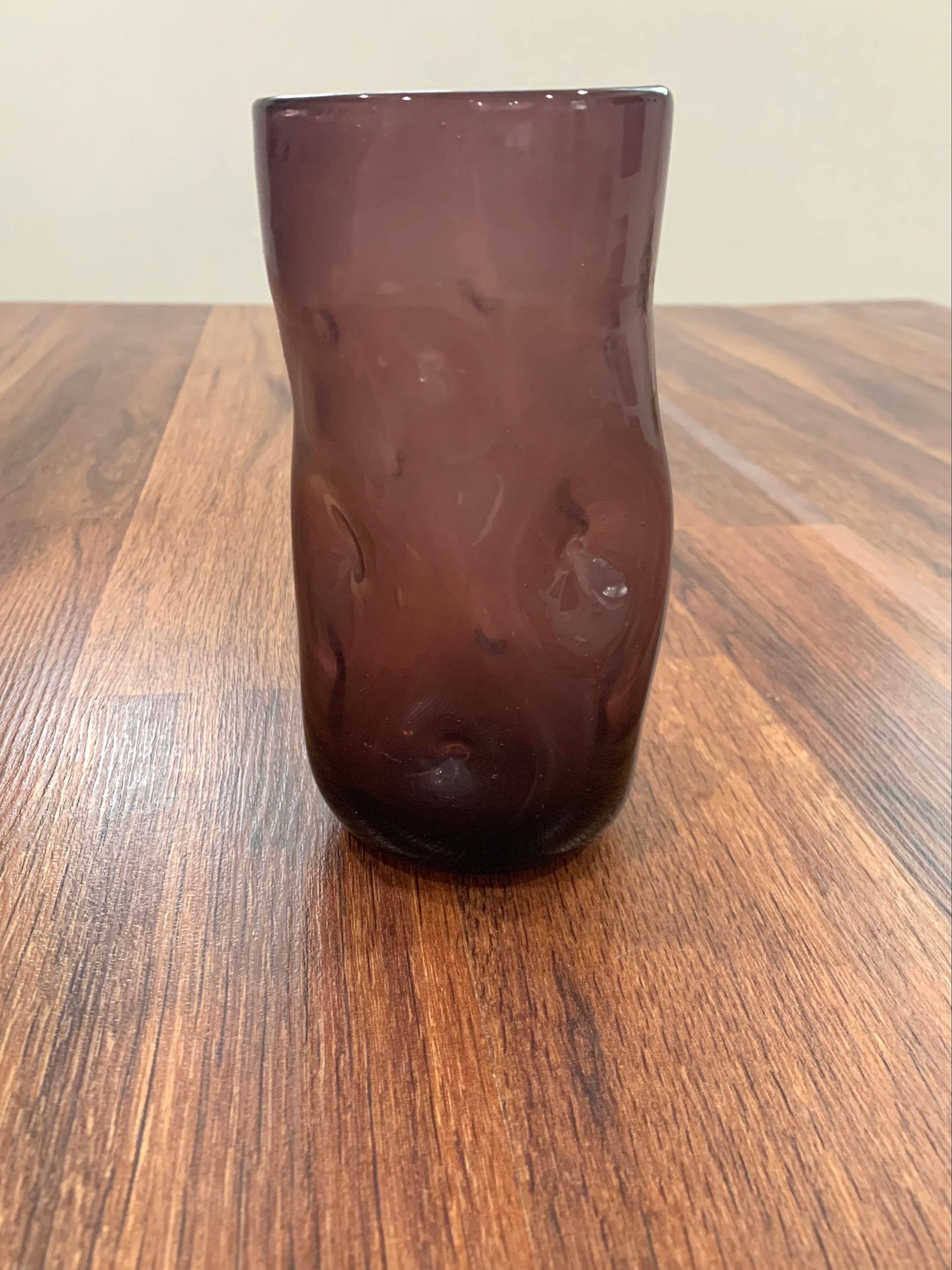 Purple Blenko Tumbler, Vintage Hand Blown Dimpled Plum Blenko Drinking ...