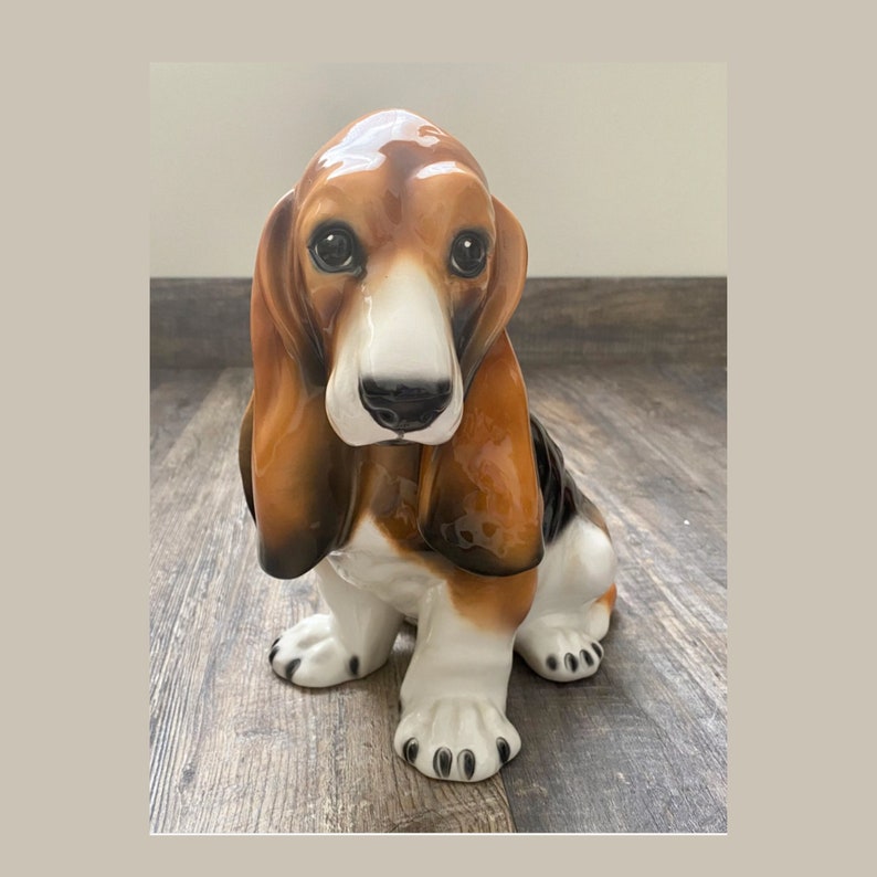 Vintage Basset Hound Figurine Made in Italy, Intrada Hand Painted ...