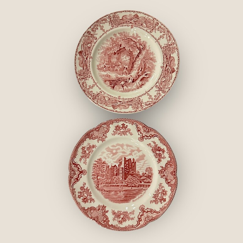 Vintage Red Transferware Plate Wall Collection, Mismatched Plates ...