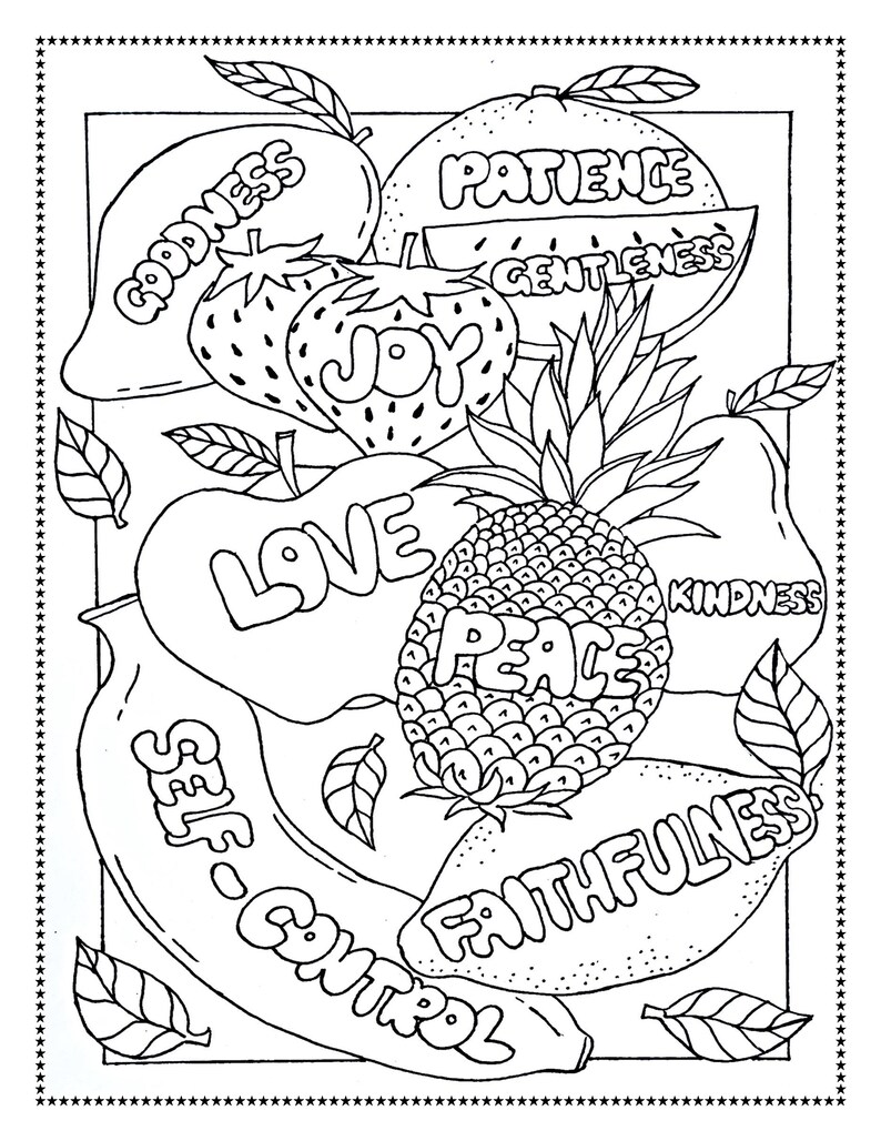 Fruits of the Spirit Coloring Pages to Print Galatians - Etsy