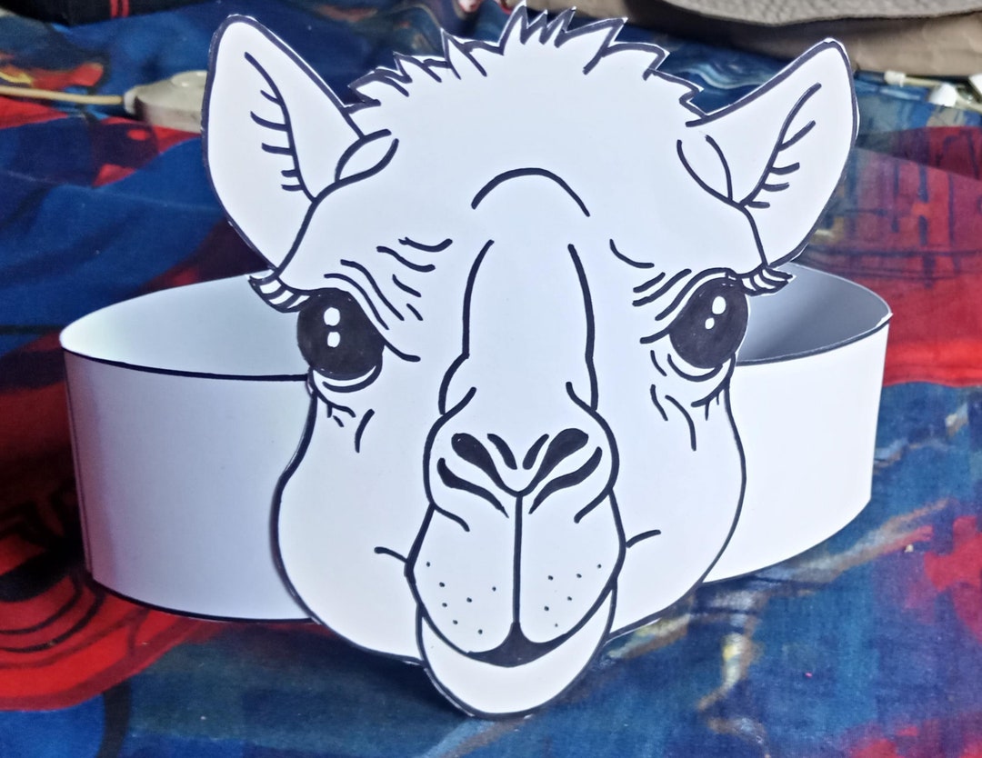 Camel Paper Coloring Crown, Nativity Scene Headband for Kids, Animal ...