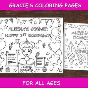 Gracies Corner Birthday Coloring Pages: Personalized Party Favors ...