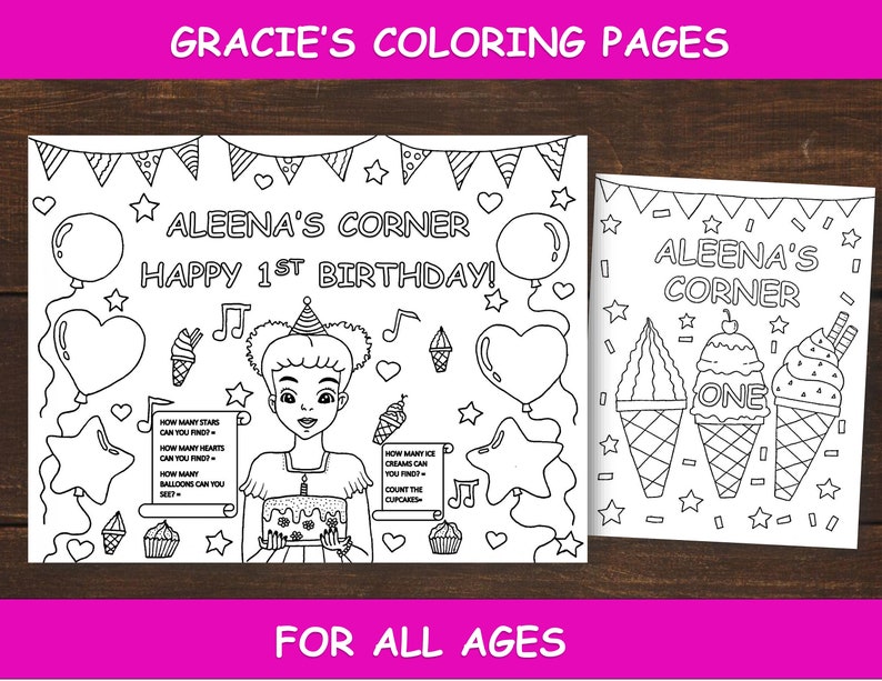 Gracies Corner Birthday Coloring Pages: Personalized Party Favors ...