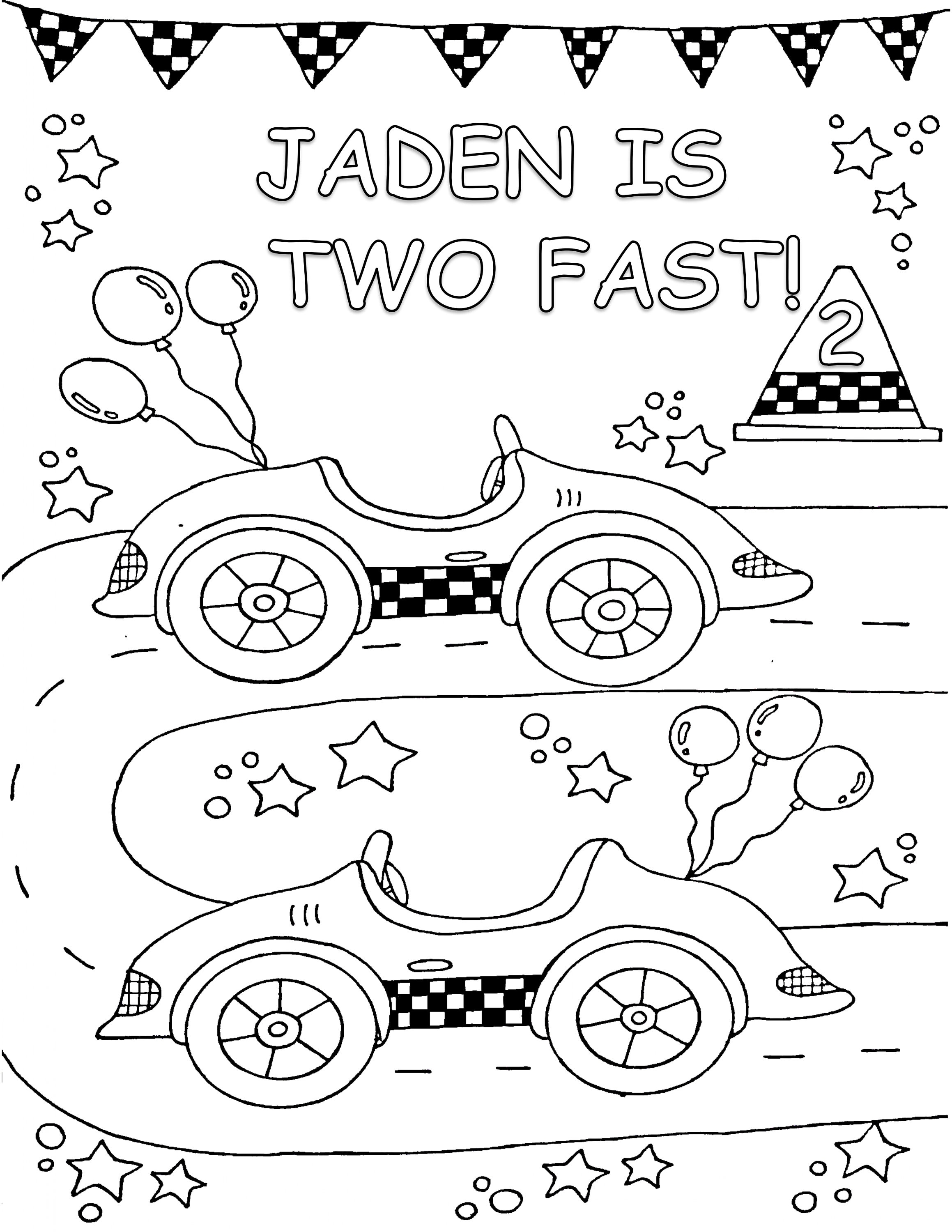 Two Fast Birthday Coloring Page, 2 Fast Party Favors for Kids - Etsy