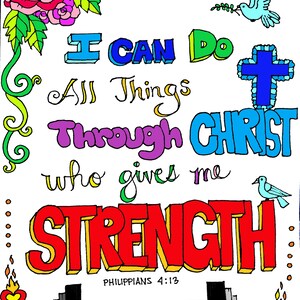Philippians 4:13 Bible Verse Coloring Page (PDF) - Etsy