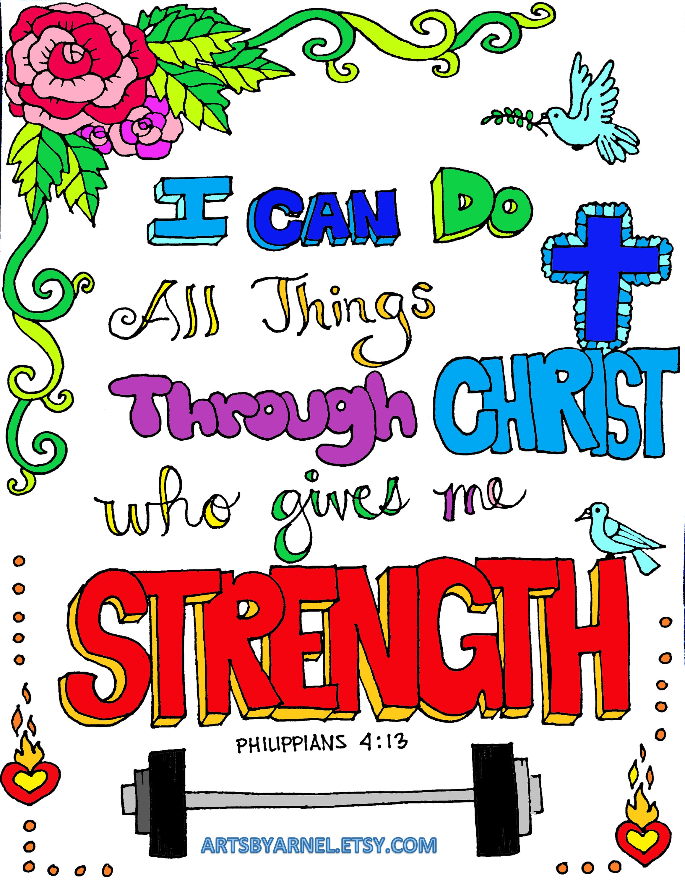 Bible Verse Coloring Page | Christian Bible Colouring Page I Can Do All ...