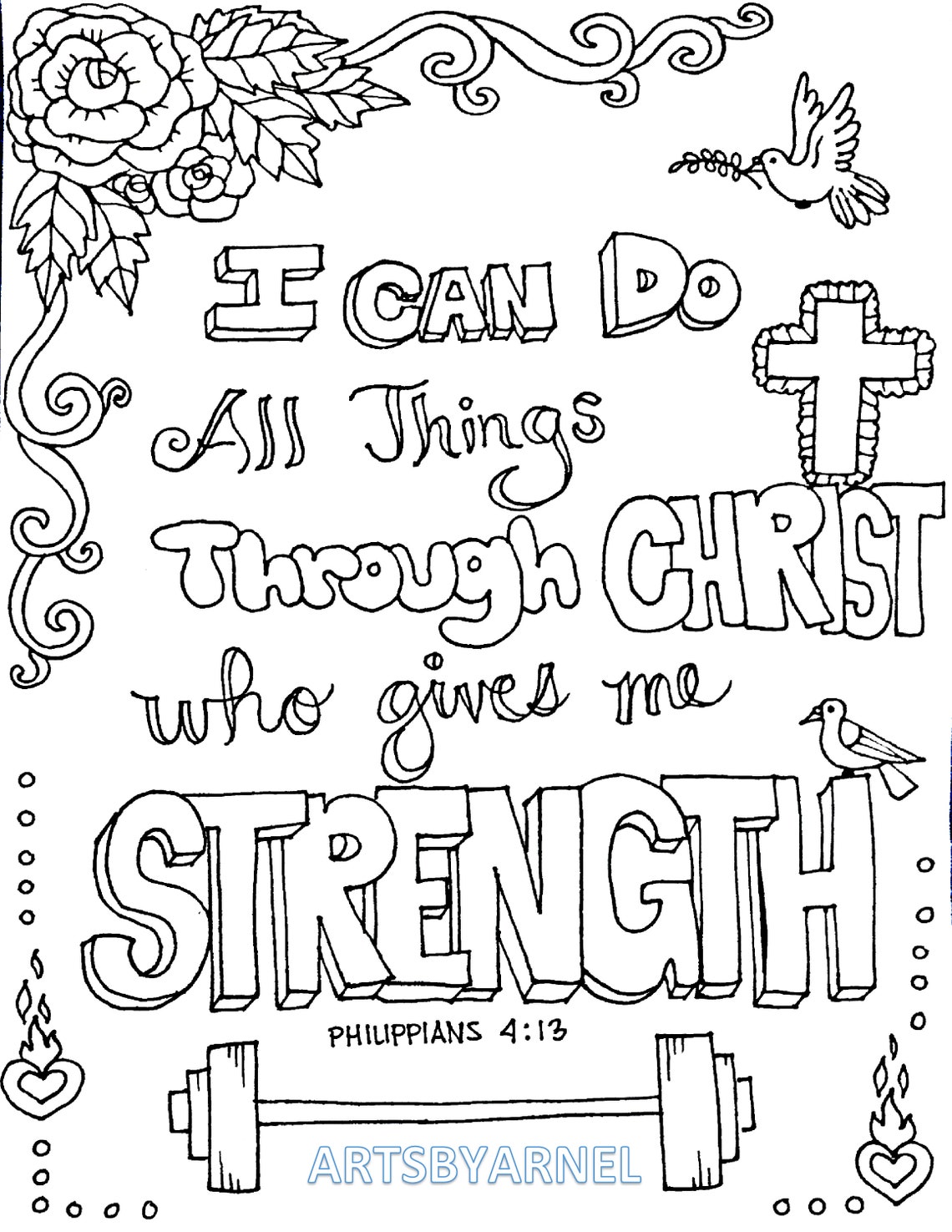 Bible Verse Coloring Page | Christian Bible Colouring Page I Can Do All ...