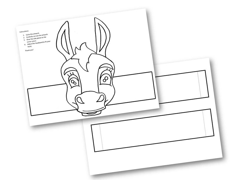 Donkey Paper Crown for Kids, Printable Donkey Headband for Nativity ...
