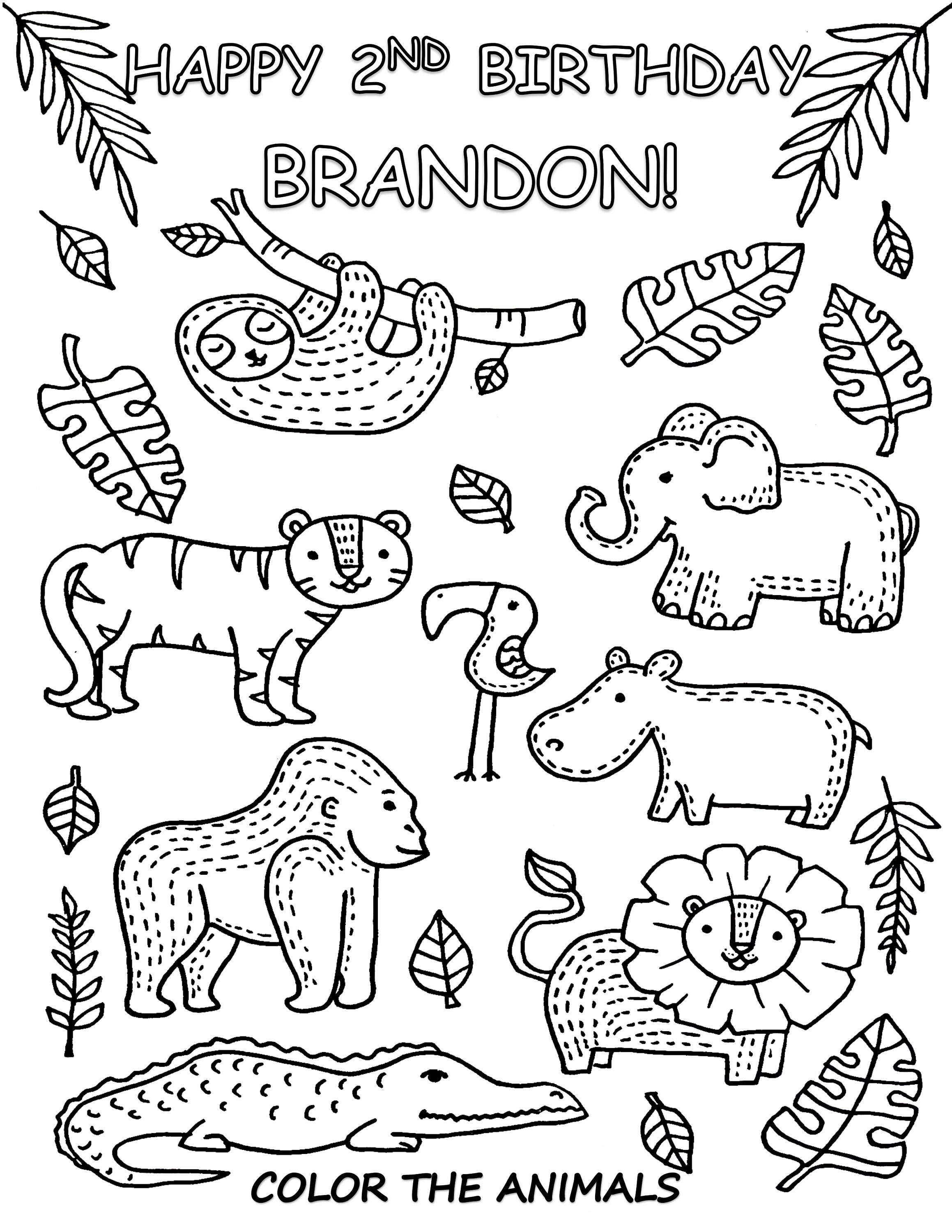 Two Wild Birthday Coloring Sheets for Kids, Safari Party Favors to ...