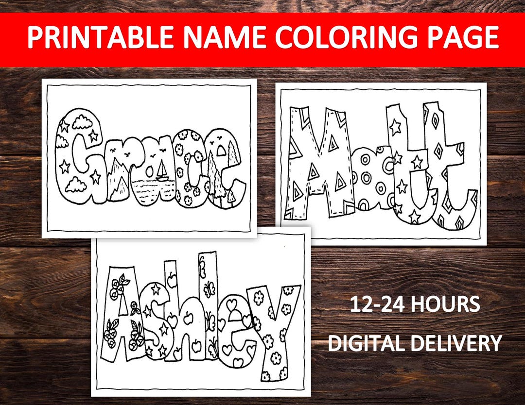 Name Coloring Page for Kids and Adults, Printable Name Colouring Sheet ...