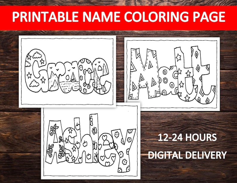 Name Coloring Page for Kids and Adults, Printable Name Colouring Sheet ...