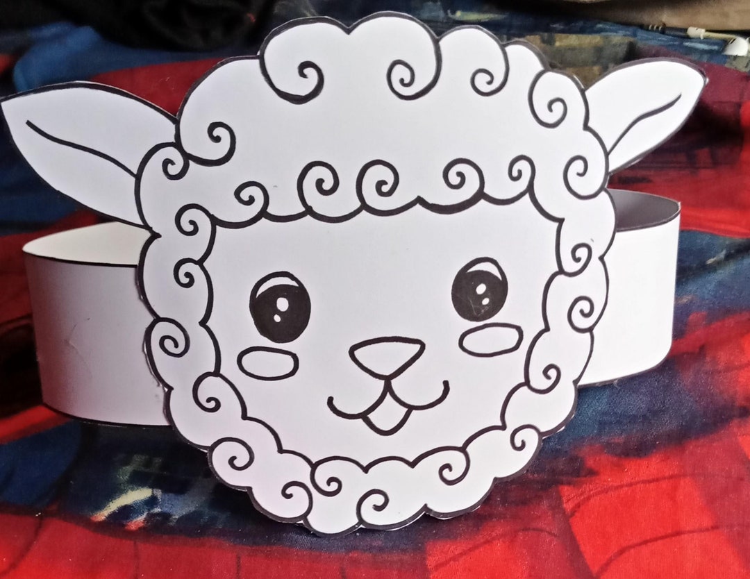 Sheep Paper Coloring Crown: Animals Party Headband (PDF Download) - Etsy
