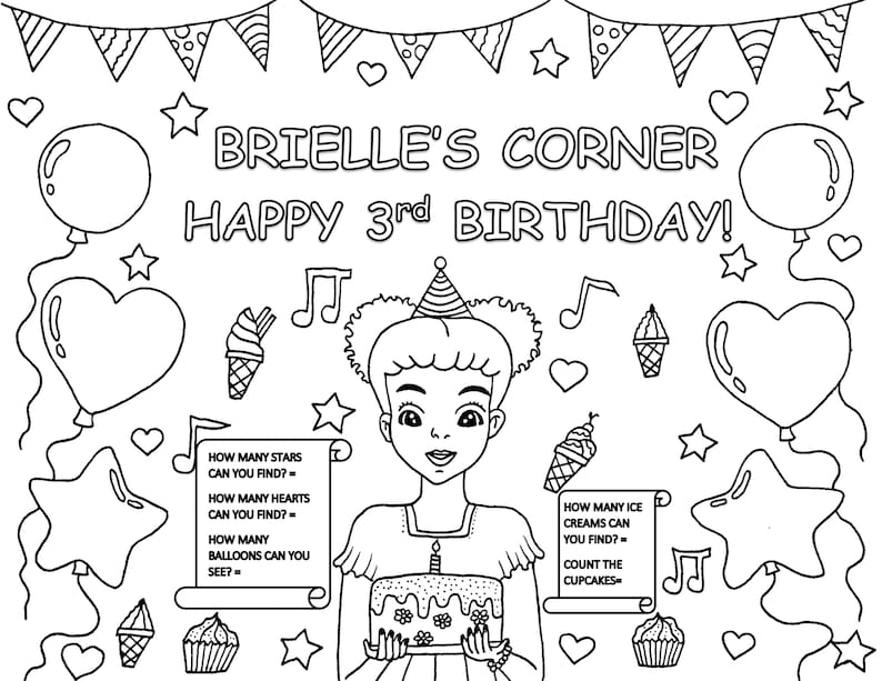 Gracies Corner Birthday Coloring Pages: Personalized Party Favors ...