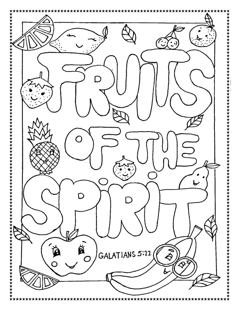 Fruits of the Spirit Coloring Pages to Print Galatians - Etsy
