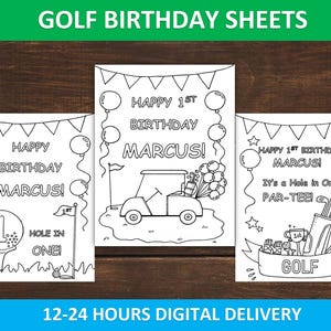 Hole in One Birthday, Golf First Birthday Coloring Sheets for Kids ...