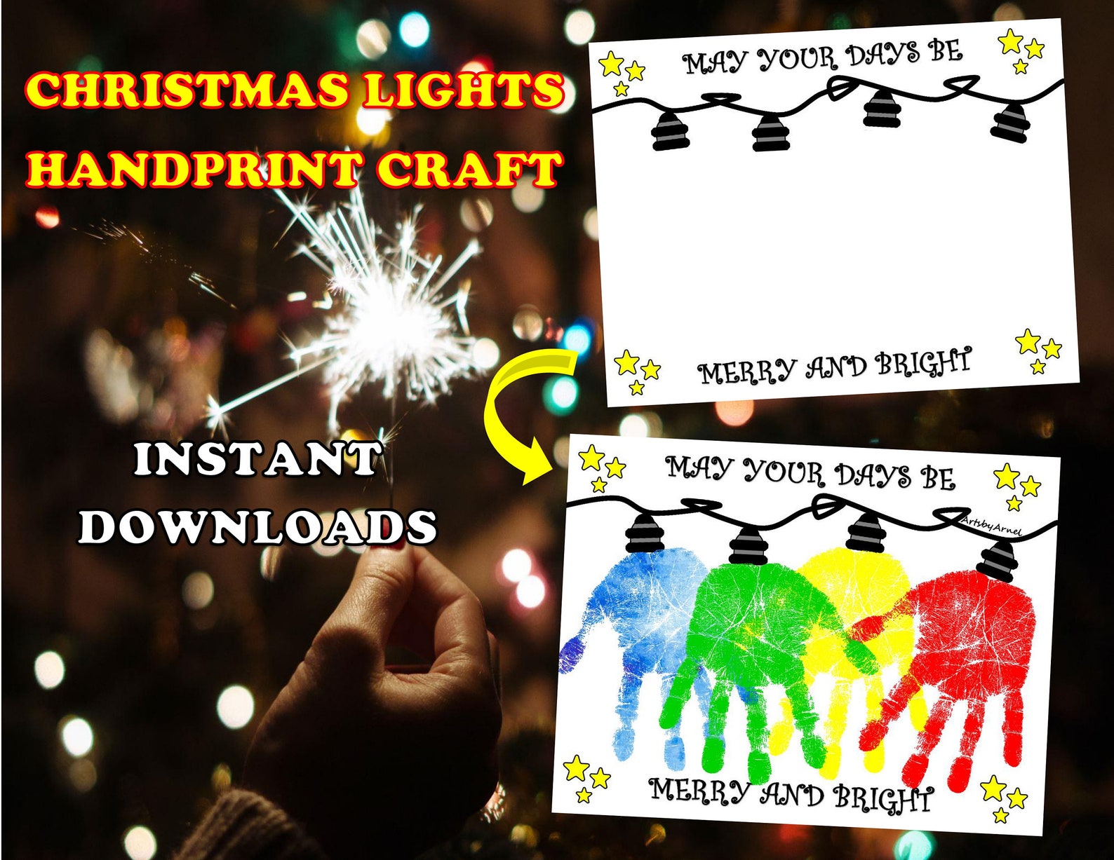Christmas Handprint Craft for Kids Christmas Instant Download A4 ...