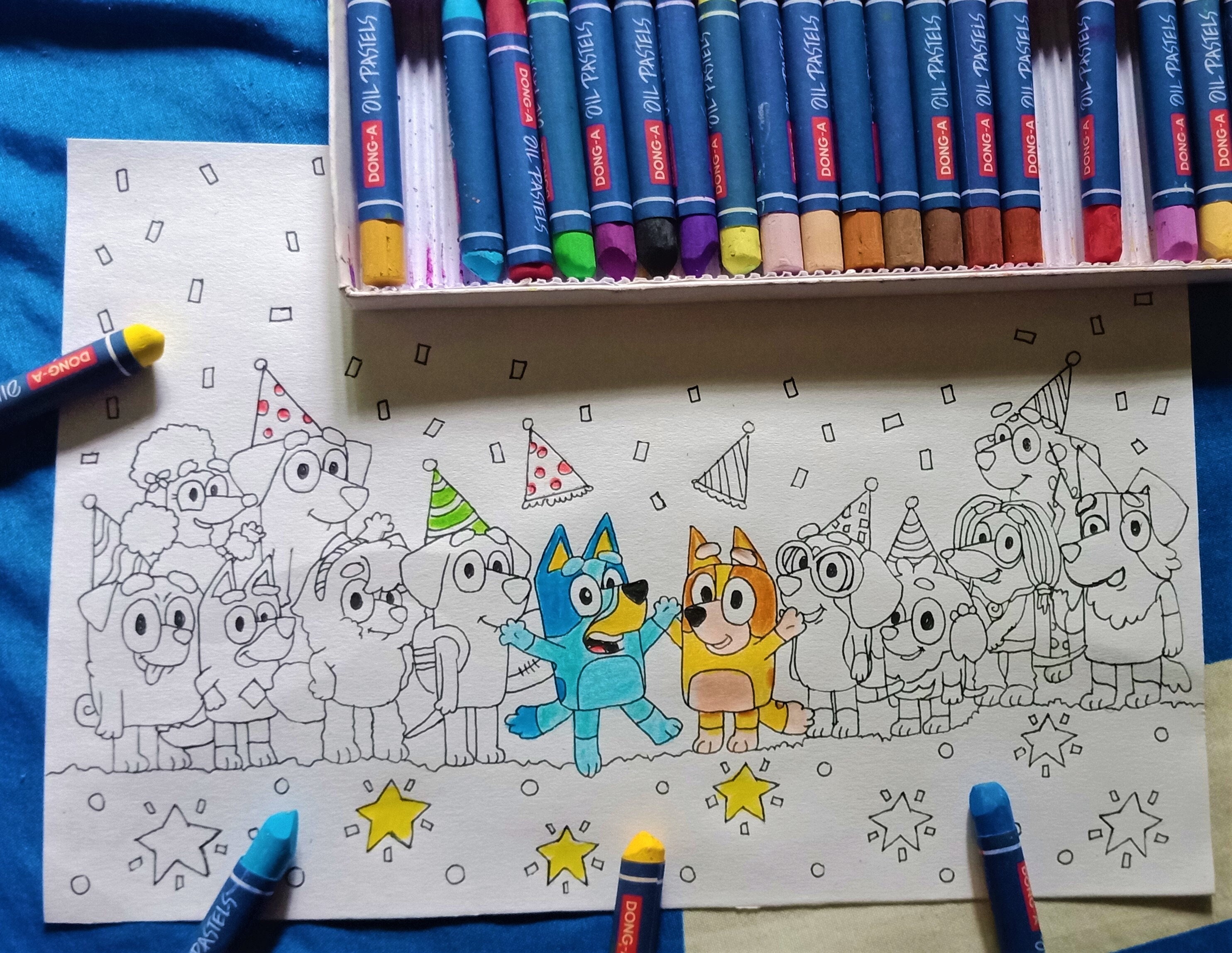 Blue Birthday Coloring Sheet for Kids Blue Dog Birthday Colouring Page ...
