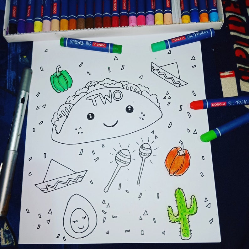 Taco Birthday Coloring Sheet for Kids Personalized Taco - Etsy