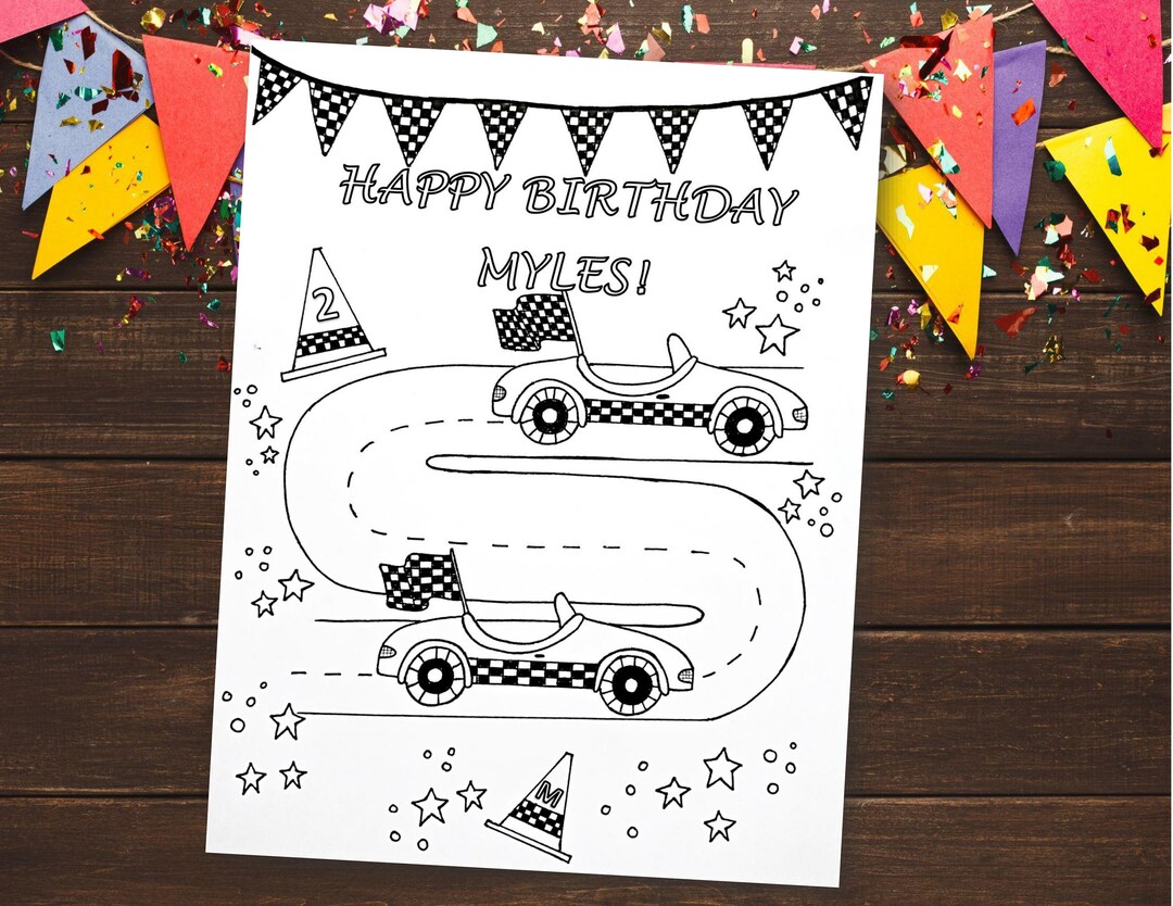 Car Birthday Party Favor Personalized Cars Coloring Sheet for Kids Race ...