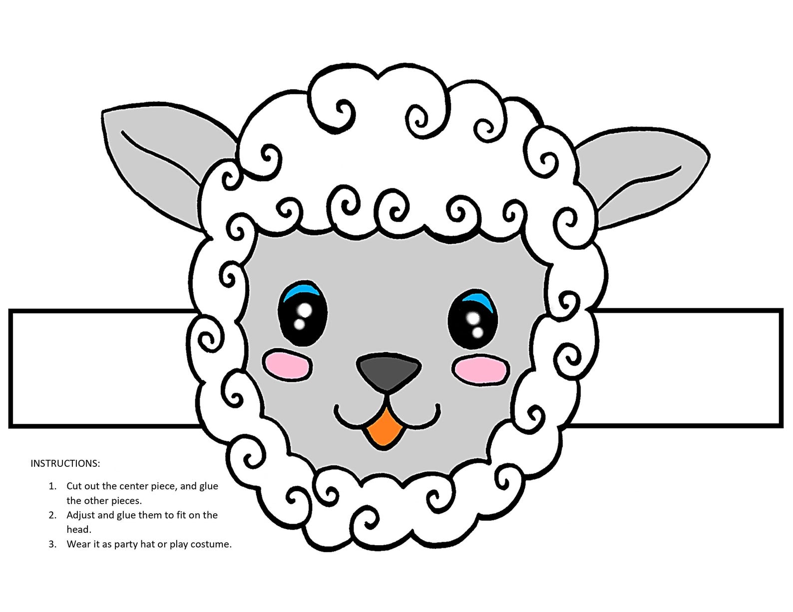 Printable Sheep Paper Crown: Kids Birthday Party Hat (PDF Download) - Etsy