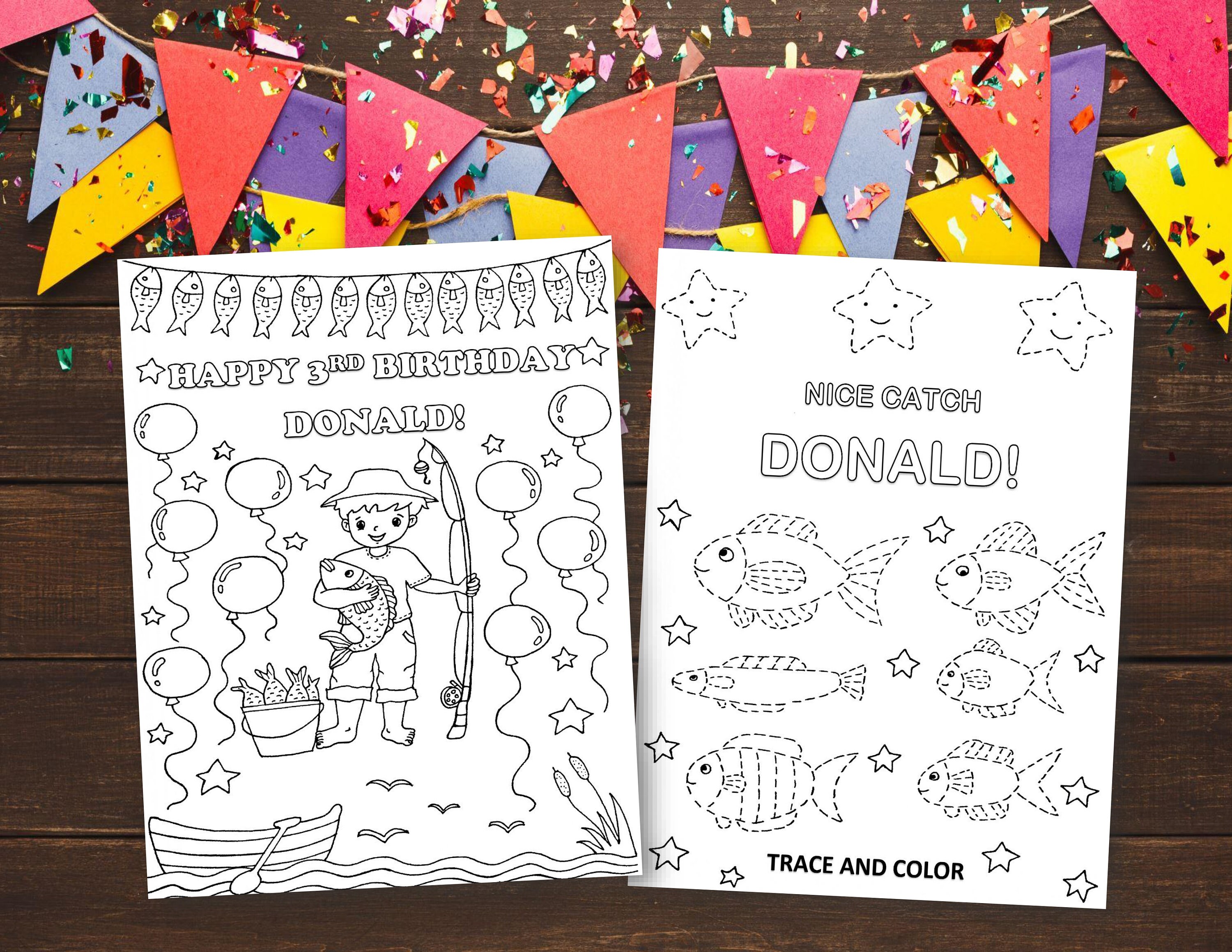 Fishing Birthday Coloring Sheets for Kids Fishing Party Favors ...