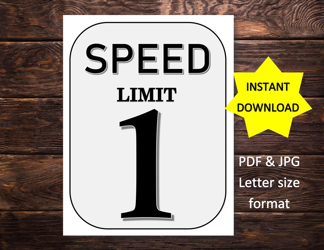 Speed Limit 1 Sign Template for Fast One Birthday, Fast 1 Race Car ...