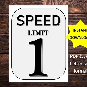 Speed Limit 1 Sign Template for Fast One Birthday, Fast 1 Race Car ...