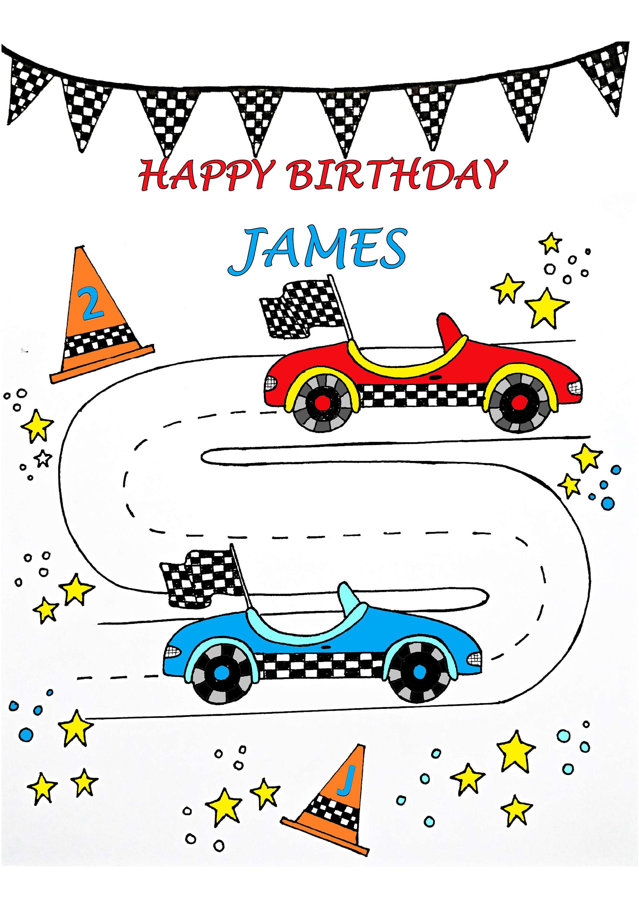Car Birthday Party Favor Personalized Cars Coloring Sheet for Kids Race ...