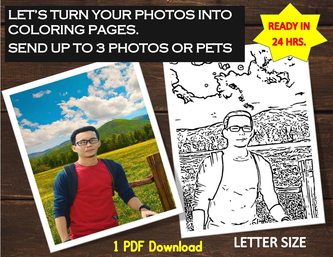 Custom Photo Coloring Pages Personalized Photo Colouring Sheet Photo to ...