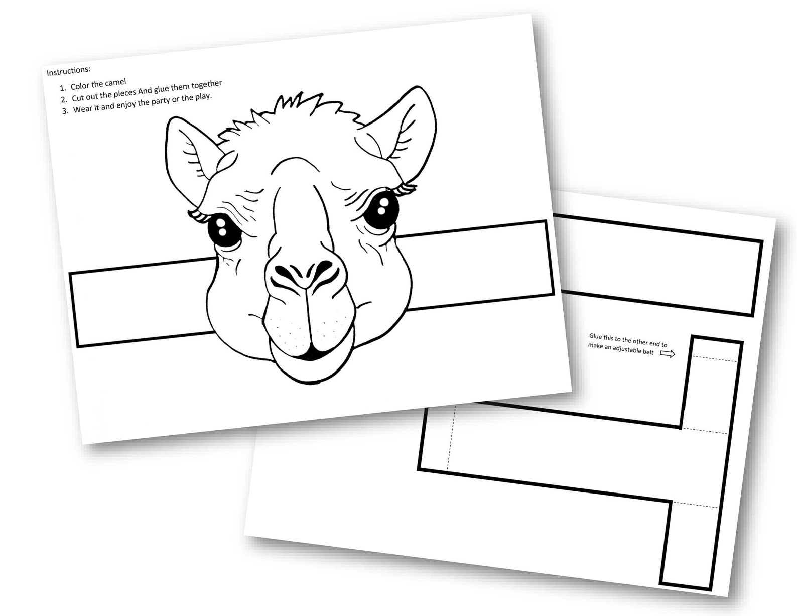 Camel Paper Coloring Crown, Nativity Scene Headband for Kids, Animal ...