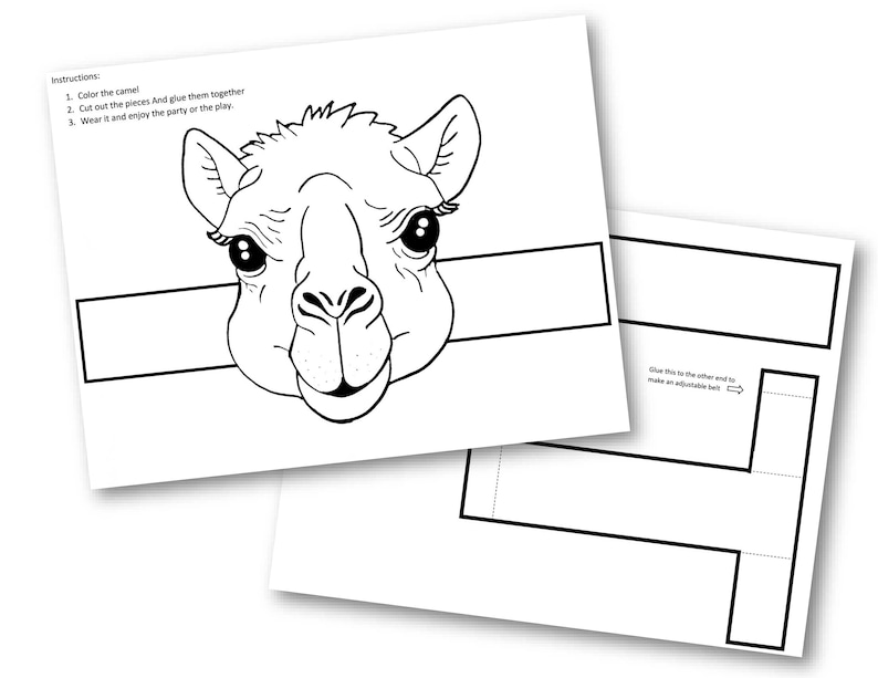 Camel Paper Coloring Crown, Nativity Scene Headband for Kids, Animal ...
