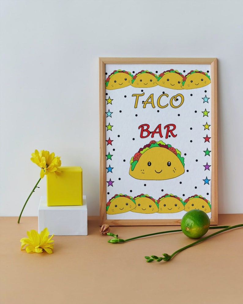 Taco Bar Party Sign Printable Taco Fiesta Sign for Taco - Etsy