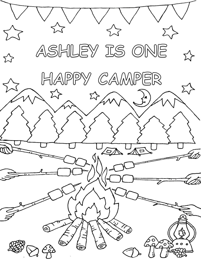 One Happy Camper Birthday Coloring Sheets for Kids Camping Birthday ...