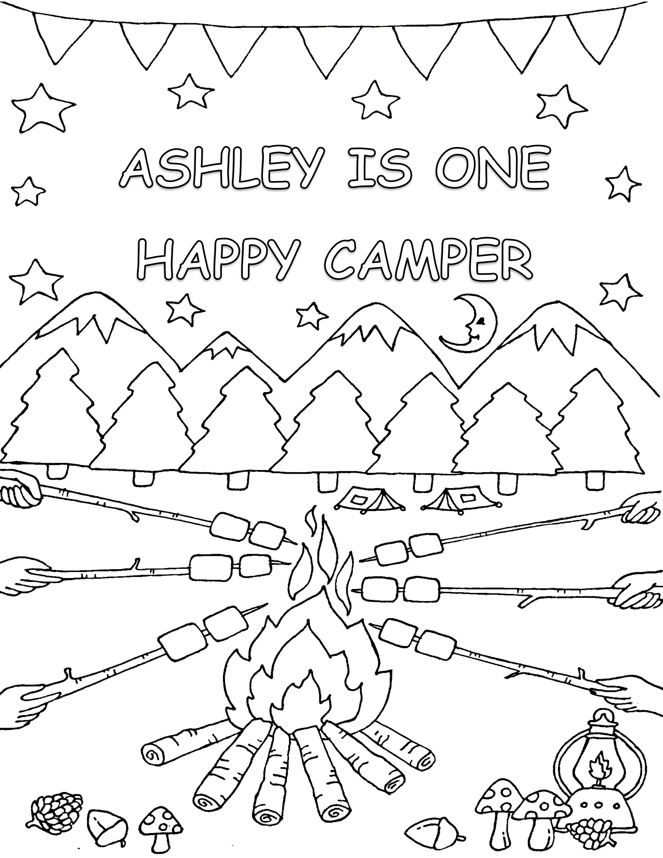One Happy Camper Birthday Coloring Sheets for Kids | Camping Birthday ...