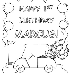 Hole in One Birthday, Golf First Birthday Coloring Sheets for Kids ...