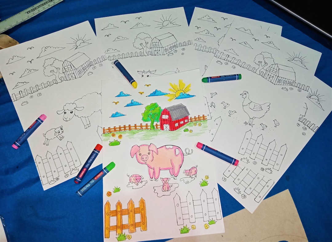 Farm Animals Coloring Pages for Kids Kindergarten Colouring - Etsy