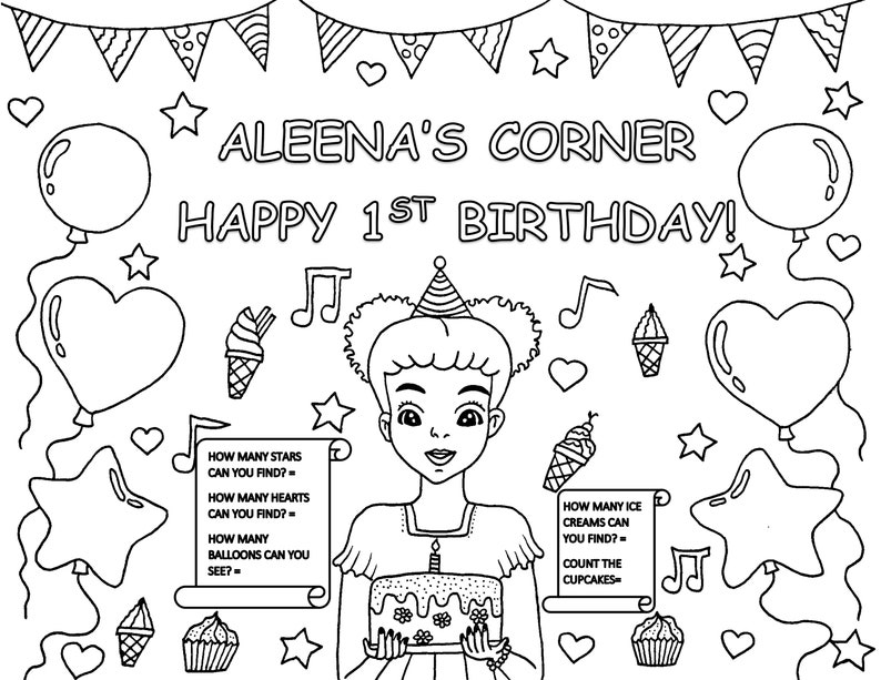 Gracies Corner Birthday Coloring Pages: Personalized Party Favors ...