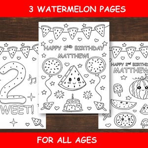 One in a Melon Birthday Coloring Sheets for Kids, Watermelon Party ...