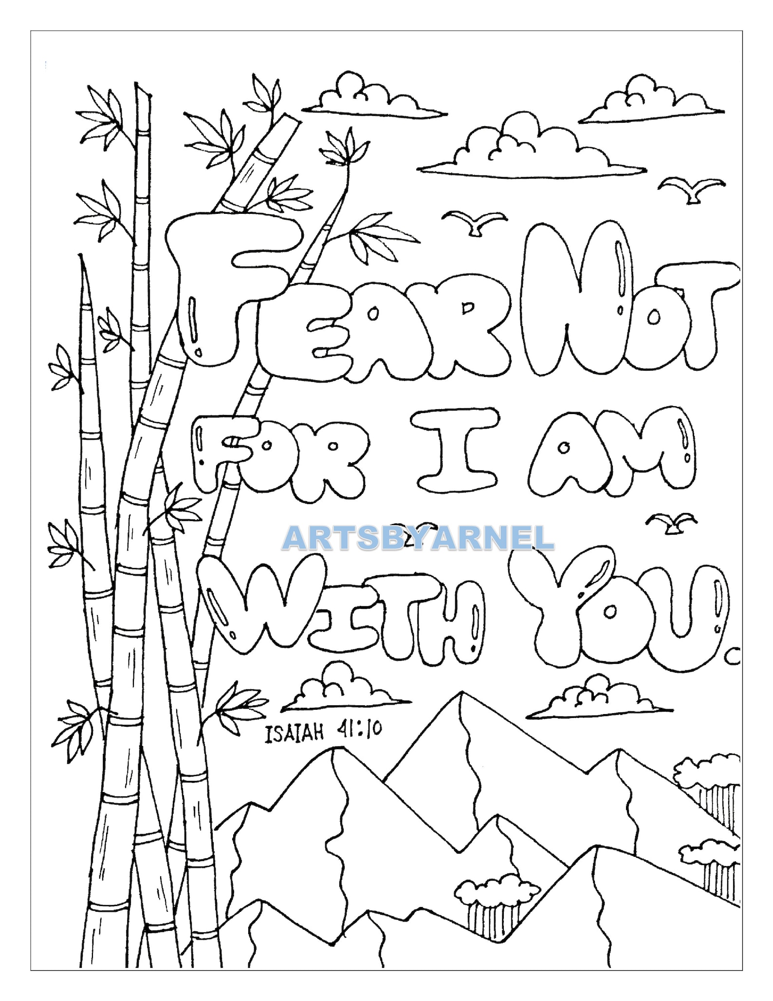 Bible Verse Coloring Page | Isaiah 41:10 | Verse Colouring Page | Fear ...