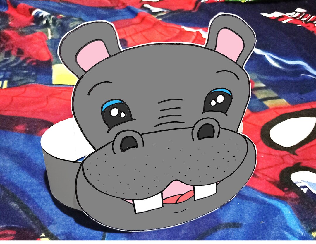 Hippo Paper Crown , Hippo Headband for Kids , Printable Animals Party ...