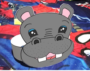 Hippo Paper Crown, Animal Paper Hat for Kids, Instant Download Paper ...